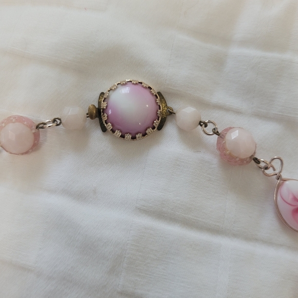 Vintage | Jewelry | Vintage West Germany Lucite Glass Floral Necklace Pink White Green Fruit ...